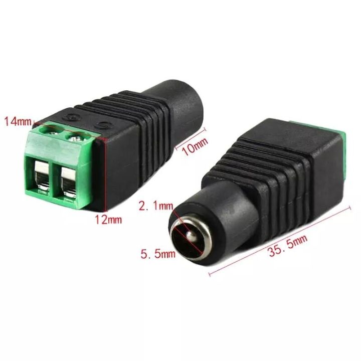 DC power jack adapter plug 12v 5A Male + female 2.1x5. 5mm connector for CCTV led strip GI ...