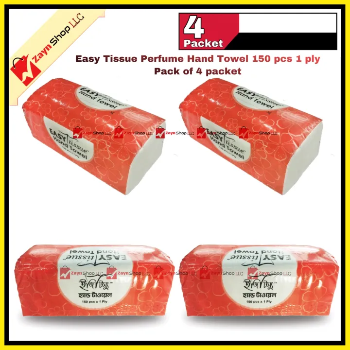 Easy Tissue Perfume Hand Towel 150 pcs 1 ply Pack of 4 packet | Daraz ...