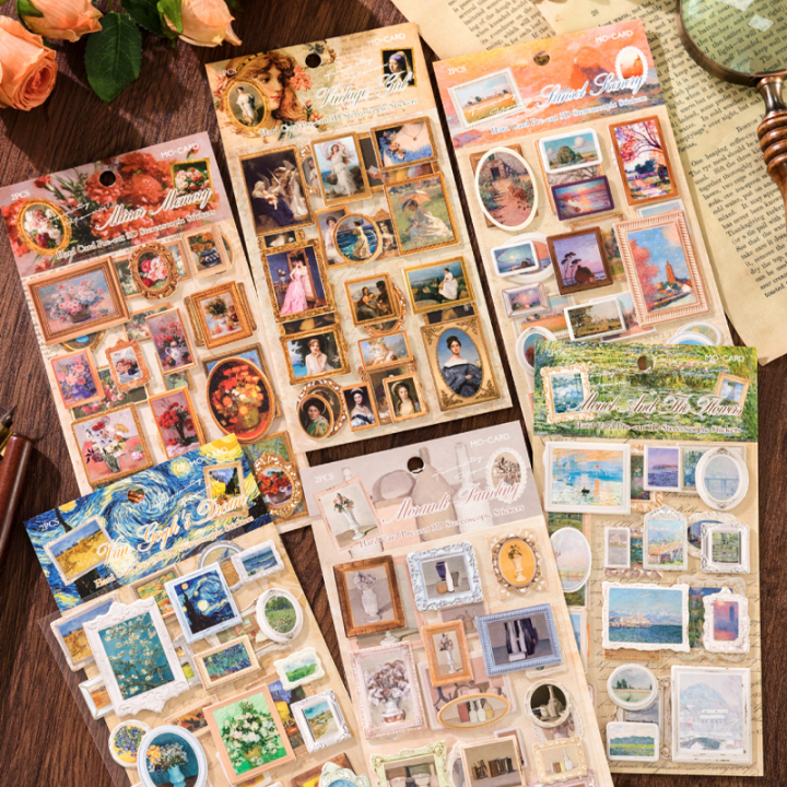 60Pcs/bag hard card die-cut row waste three-dimensional stickers ...