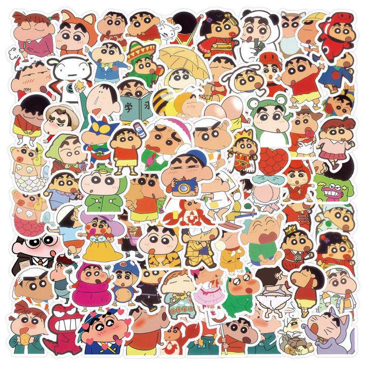 100PCS Non-repeating Cartoon Cute Crayon Shin-chan Stickers ...