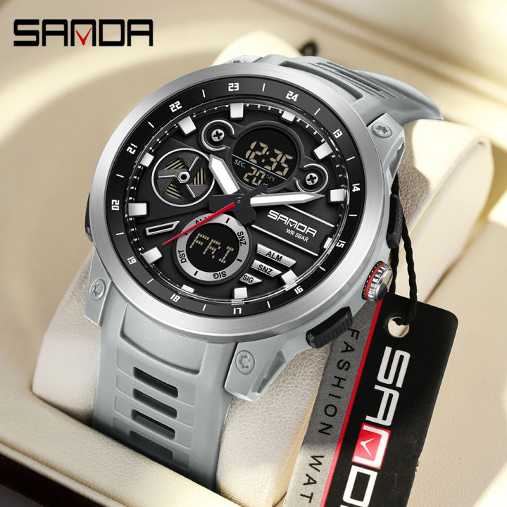 SANDA Brand 3379 New Men's Electronic Watch Dual Screen Sports Multi ...