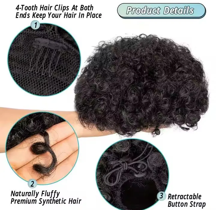 1pc Women's 10-Inch Afro Kinky Curly Synthetic Ponytail Drawstring Afro ...