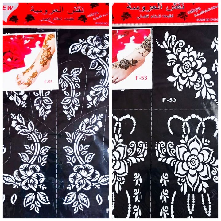 Mehindi henna tattoo 2 piece design waterproof stencils | Daraz.com.bd