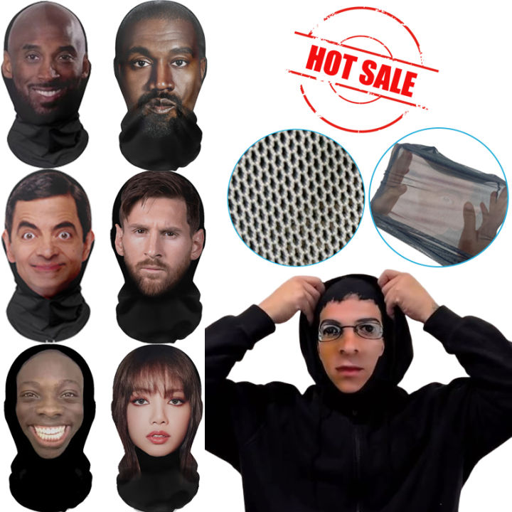 Funny 3D Printed Realistic Face Mask Elastic Mesh Full Face Mask for ...