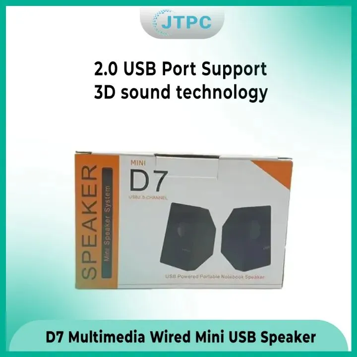 D7 Multimedia Wired Mini USB Speaker - Black | Daraz.com.bd