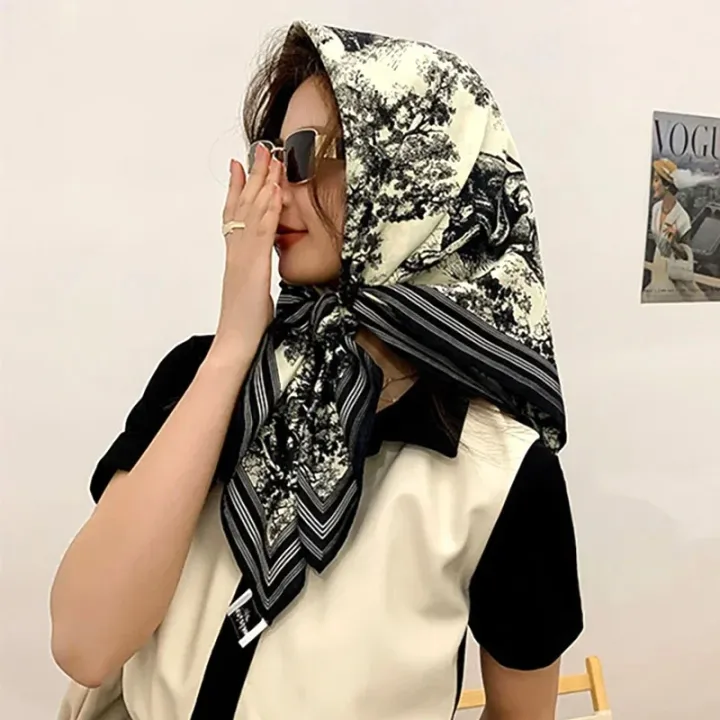 Spring Scarf Women's Luxury Design Scarf Silk Smooth Scarf Soft Muslim ...