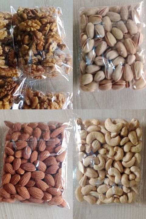 Pack of 4 dry fruits badam giri , pista with shell, kaju, Akhrot giri ...