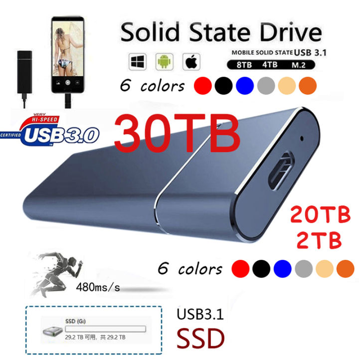 External 2TB/20TB/30TB Ssd High-Speed Solid State Drive Type-C/USB 3.1 ...