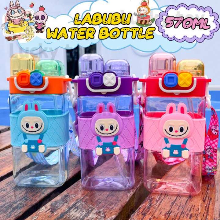 570ML Botol Air Labubu Water Bottle Kids Straw Bpa Free Botol ...