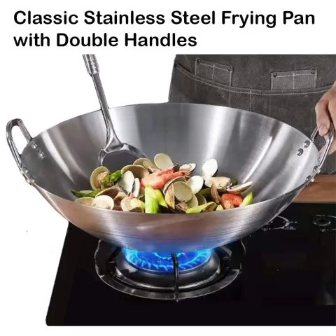 Stainless Steel Wok Pan With Handles,Fry Pan, Thachchi | Daraz.lk