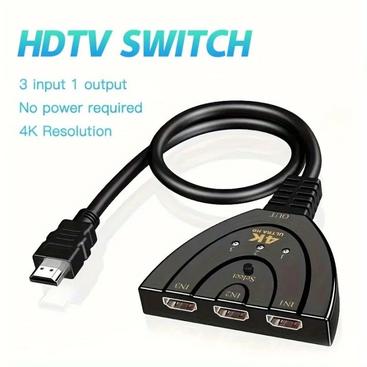 4K HDTV Splitter 3 In 1 Out 3-Port HD Switcher Selector HD Cable ...
