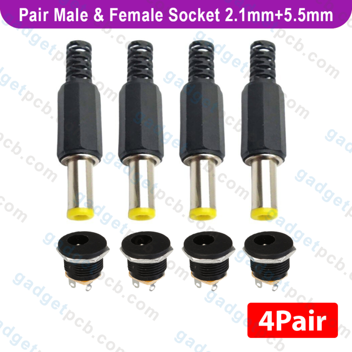 4/5/Pair DC Jack Male & Panel Mount Socket Female DC Power Jack 2.1mm x ...