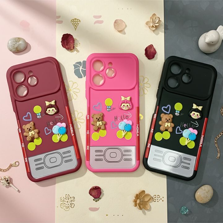 Tecno Spark 40 Shockproof Soft Kitty Case – Multi Colour Cat & Bear ...