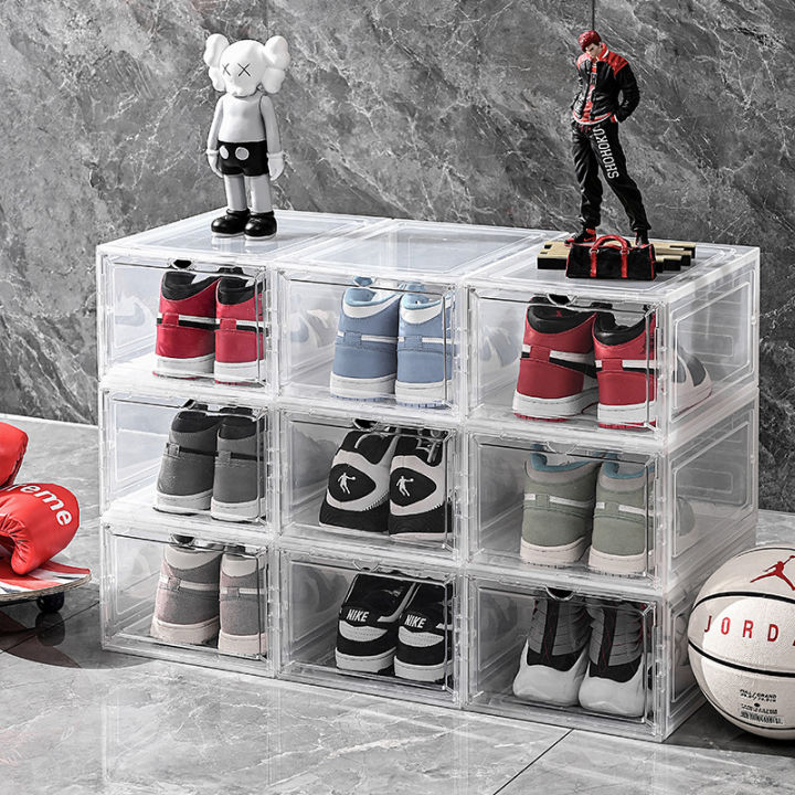 hard plastic AJ Sneakers Box plastic shoe box Stackable Cabinet Storage ...