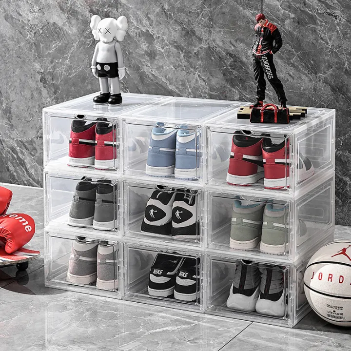 hard plastic AJ Sneakers Box plastic shoe box Stackable Cabinet Storage ...