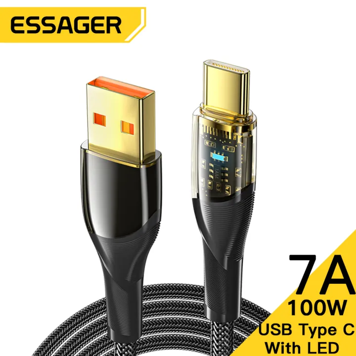 Essager 7A 100W USB A To Type C Fast Charging Cable With Led Indicator ...