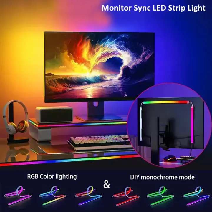Smart Gaming LED Strip Light Computer Sync Light Strip Monitor RGB ...
