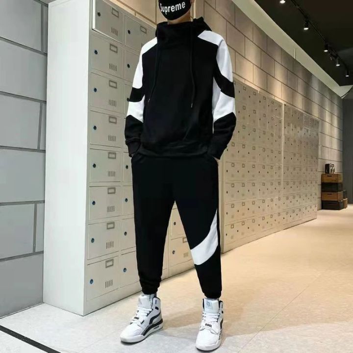 Men' s Black And white Combo Pack Of Hoodie And Jogger Set For Winter ...
