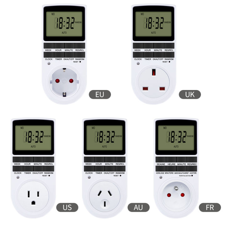 Electronic Digital Timer Switch 12/24 Hour Programmable Timing Socket 220V Kitchen Timer Outlet ...