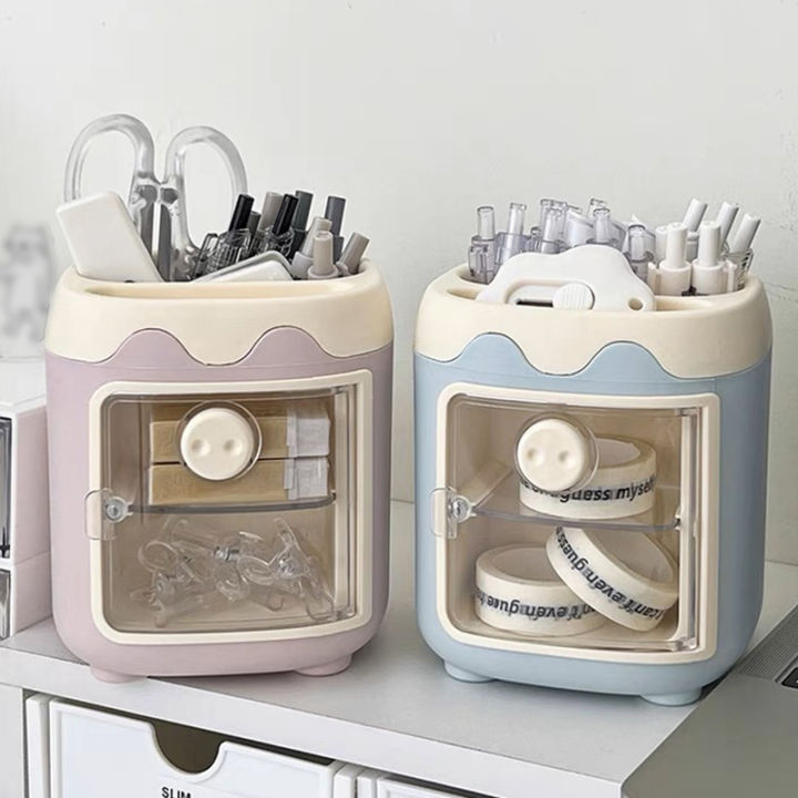 1PC Desktop Storage Box Cartoon Cute Office Large Capacity Pencil ...