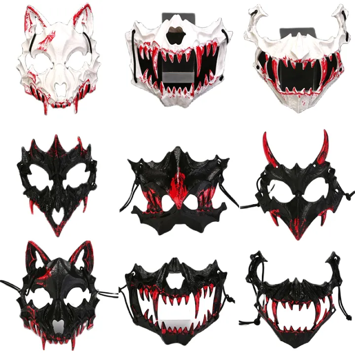 Halloween Mask Half-face Mask Cos Dragon God Fierce Tiger Night Fork ...