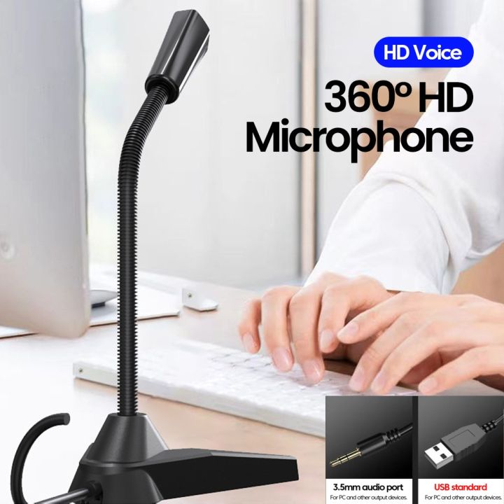 3.5mm USB Desktop Mini Microphone Wire Gaming Mic Speech Mic Stand ...