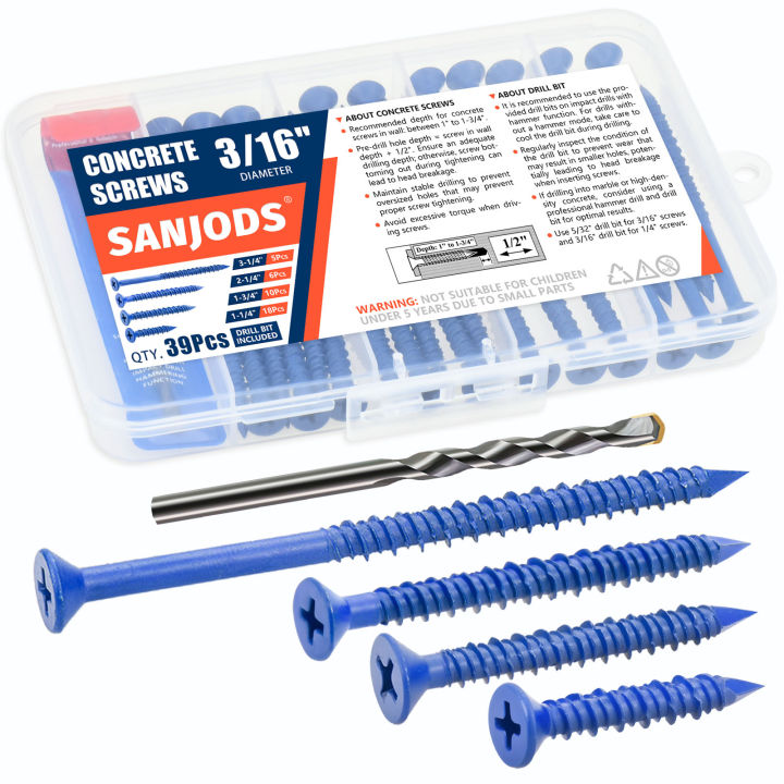 Concrete Screw Anchor Blue Flat Head Screws for Anchoring to Masonry ...