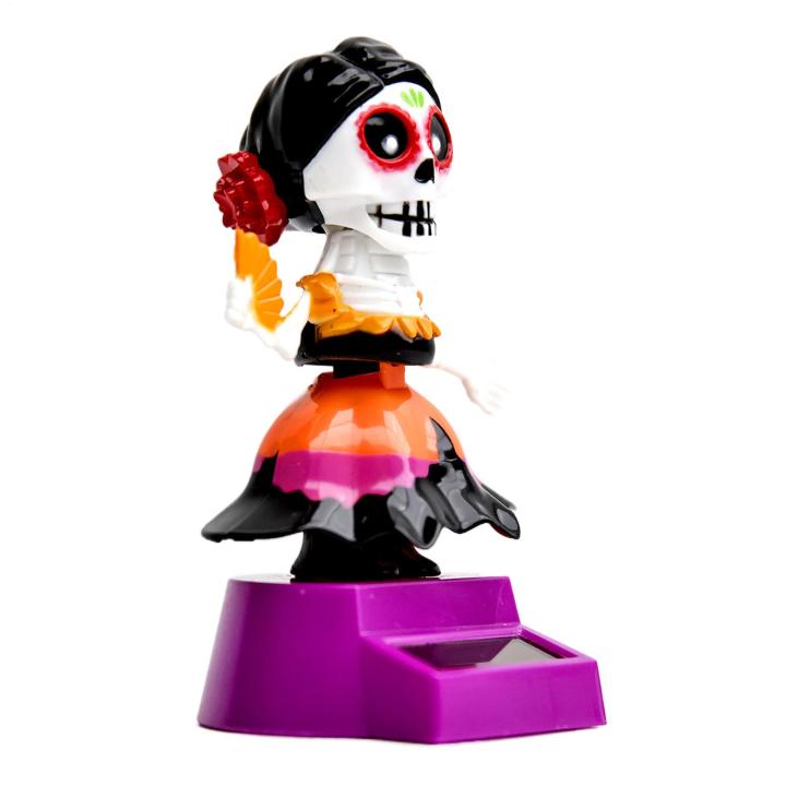 Skull Bobblehead Dashboard Solar Powered Ornaments Bobbing Heads Auto ...