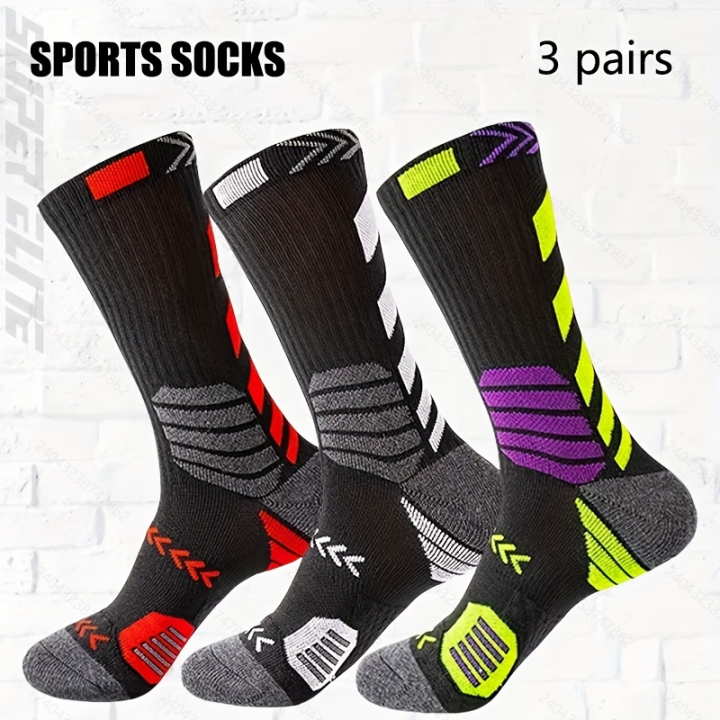 3Pairs Sport Running Socks Athletic Breathable Mesh Thick Compression ...