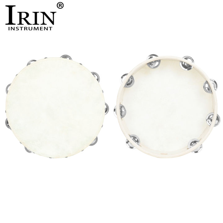 IRIN 8/10inch Tambourine Orff Sheepskin Drum Wood Tambour Panderos Bell ...