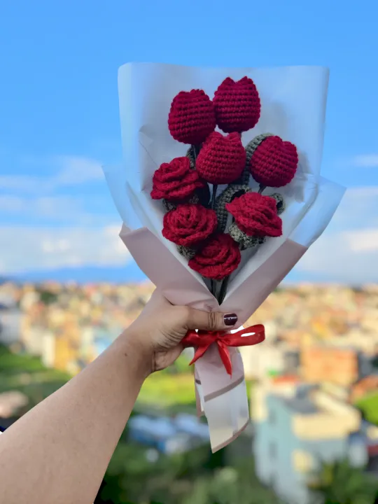 Handmade Tulip And Rose Flower Bouquet | Daraz.com.np