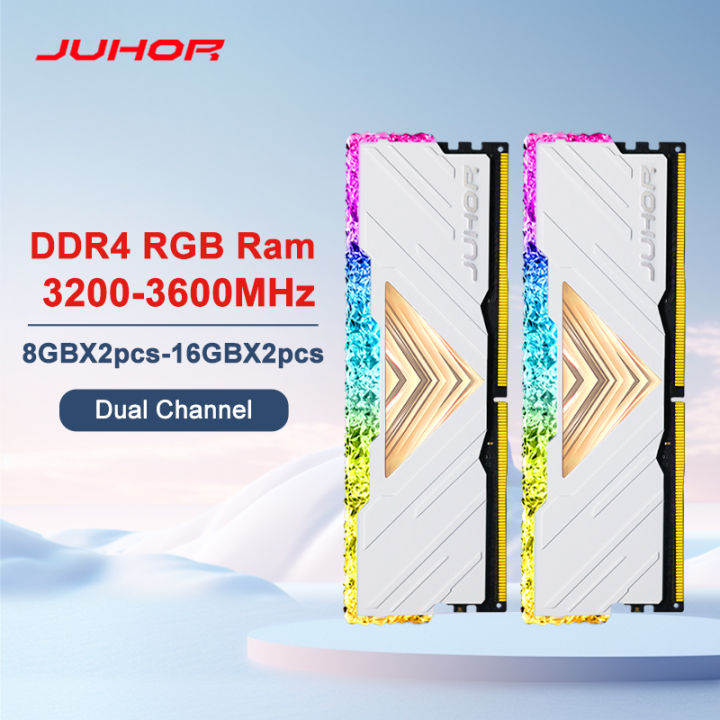 JUHOR Memoria Ram RGB DDR4 8GBX2 16GBX2 3200MHz 3600MHz Kit Dual ...