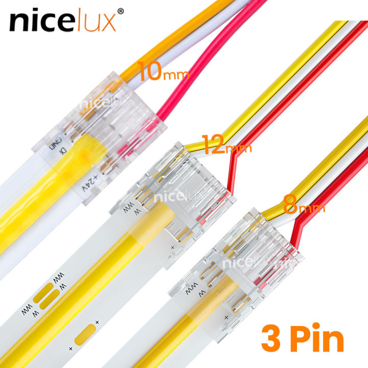 COB Strip To Wire LED Connectors 12 8 10mm Connection Solderless For ...