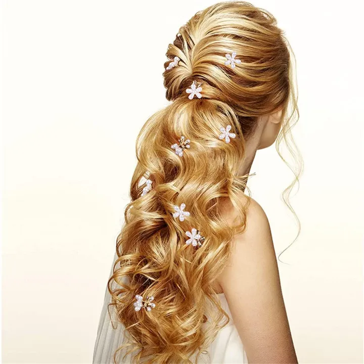 10 Pcs Small Mini Pearl Claw Clips with Flower Design, Sweet Artificial ...