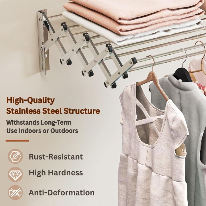Wall Mounted Clothes Drying Racks Extendable Stainless Steel Airer ...