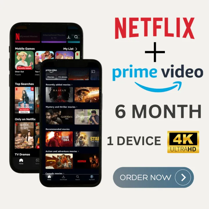 Netflix + Prime Video 6 Months Combo 4K UHD | Daraz.lk