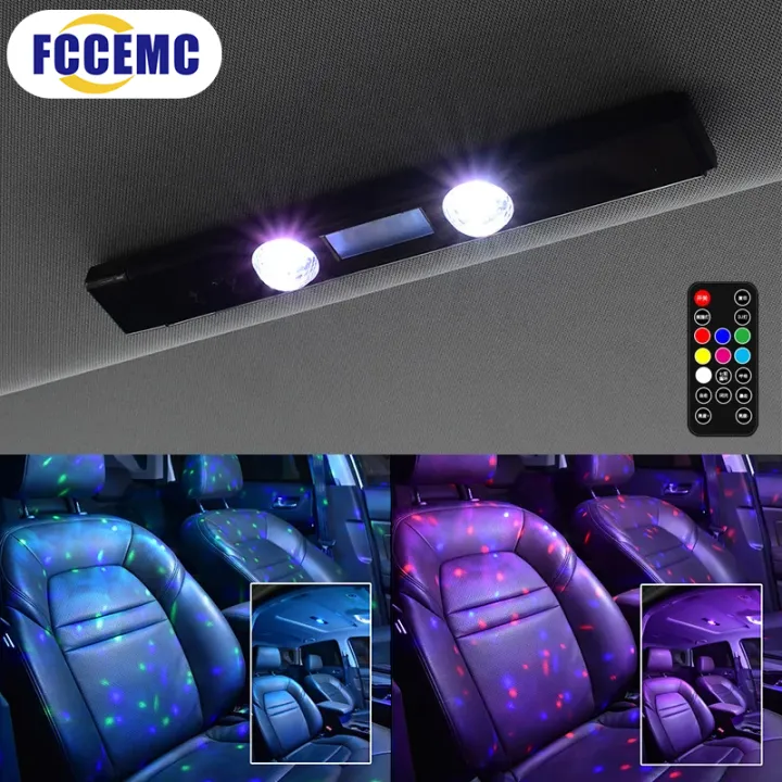 LED Car Roof Star Light Atmosphere Lamp Wireless Voice Control RGB USB ...