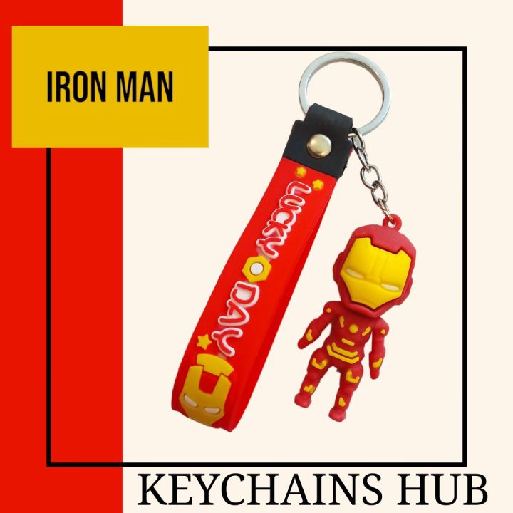 3D IRON MAN keychain chartoon character keychain with Marvel bracelet ...