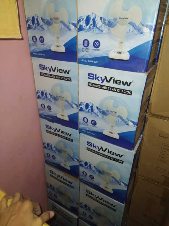 SkyView 12 Inch Rechargeable Fan AC/DC – 6V 4.5Ah Battery – 11 Hours ...