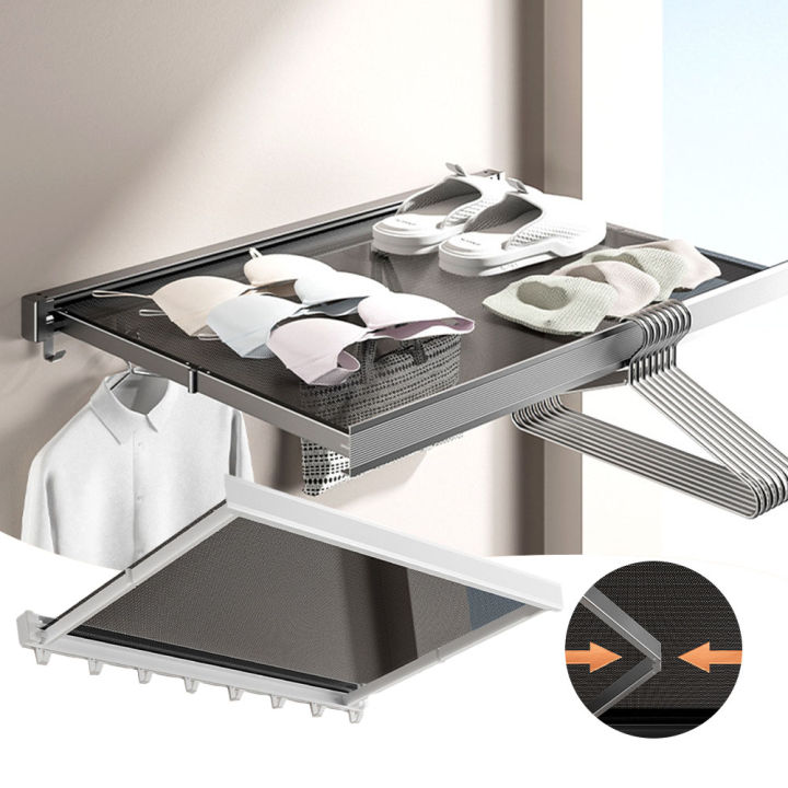 Hook Clothes Drying Mesh Rack Folding Retractable Clothes Rack Large ...