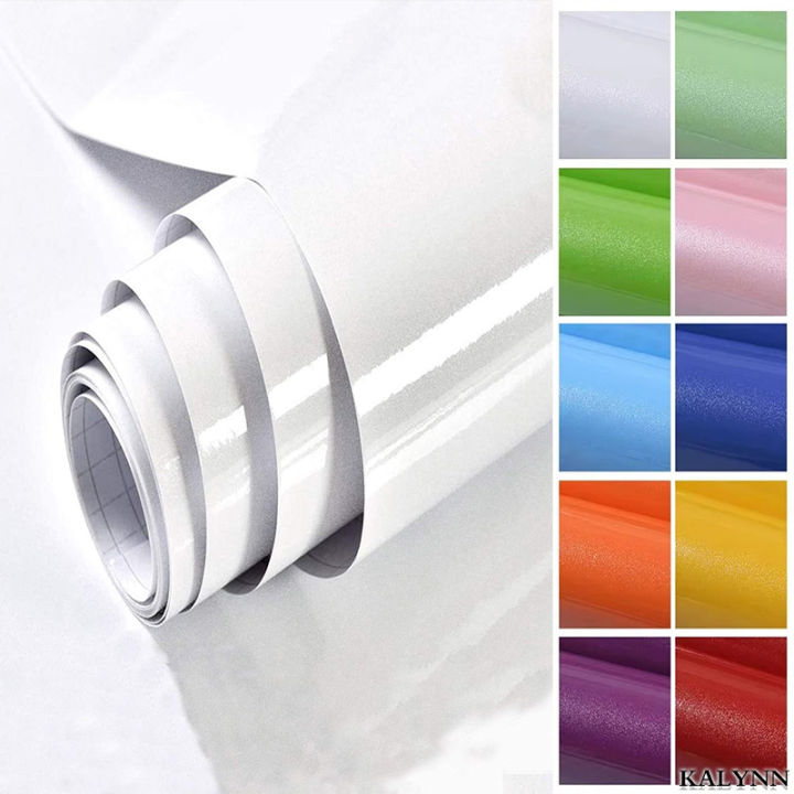 PVC Self Adhesive Wall Paper Shiny White DIY Decorative Film Furniture ...