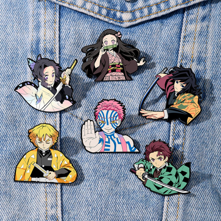 Demon Slayer Cartoon Brooch Badge Student Backpack Decoration Anime ...