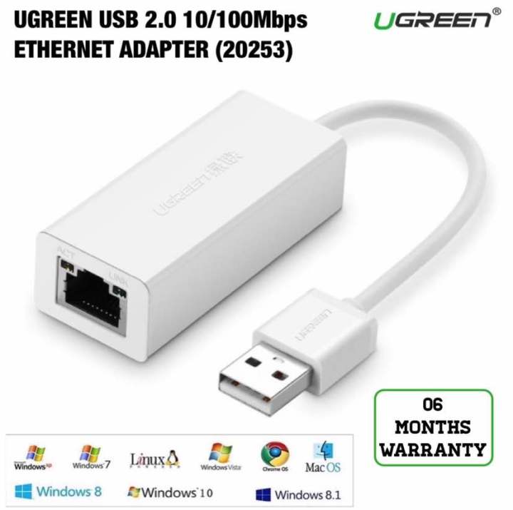 UGREEN 20253 USB 2.0 to RJ45 LAN Ethernet Adapter | Daraz.lk