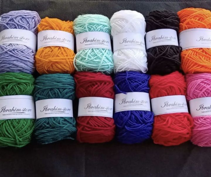 12 Multicolor yarns pack 100 % acrylic wool yarns 40 grams each ball ...