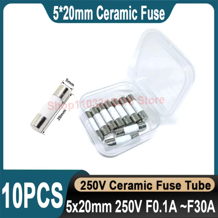 10Pcs Ceramic Fuse 5*20mm 250V 0.1A 0.2A 0.3A 0.5A 1A 1.5A 2A 3A 3.15A 4A 5A 6.3A 7A 8A 10A 12A ...