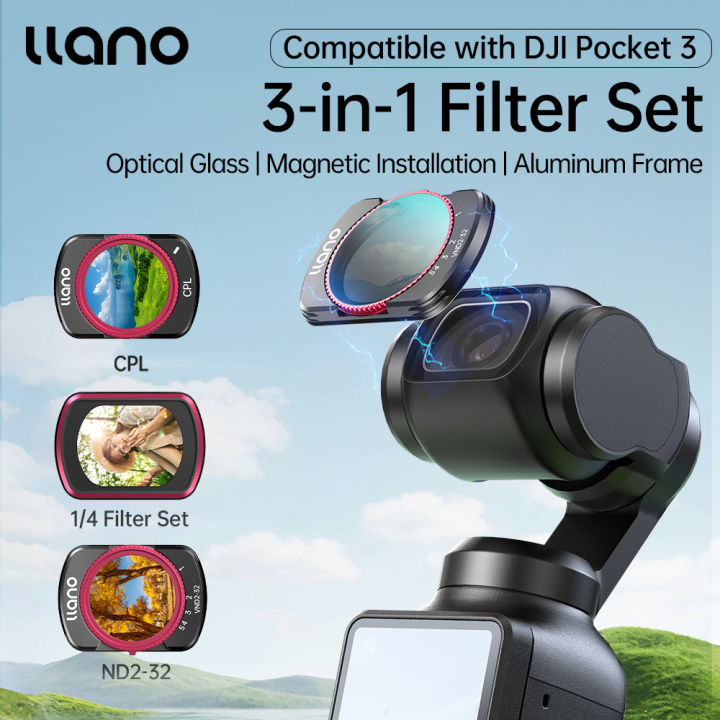 Llano For Osmo Pocket 3 Motion Camera Filters Set 3-in-1 Kit（CPL+1/4 ...