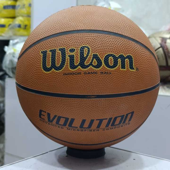*Wilson Evolution Indoor Game Basketball*. Key features include ...
