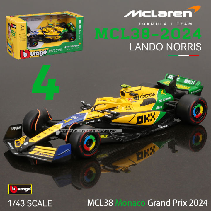 Bburago 1:43 2024 F1 Mclaren Mcl38 Monaco Grand Prix F1 Alloy Miniature Diecast Model #4 #81 ...