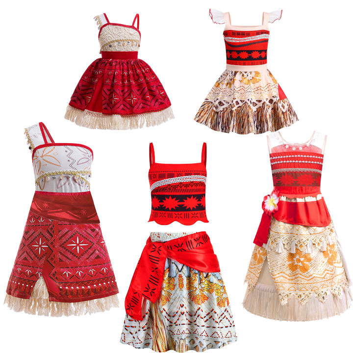 Moana Vaiana Ocean Adventure Cosplay Princess Dress for Girls Cartoon ...
