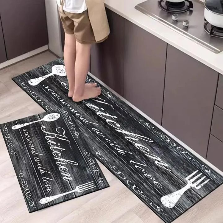 VIKAMA Washable Crystal Velvet Floor Mat Comfortable Soft Standing Mat ...